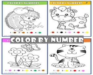 Color by numbers (1-5) worksheets for kids - KidsTut