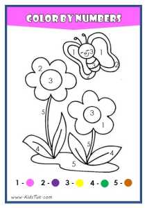 Color by numbers (1-5) worksheets for kids - KidsTut