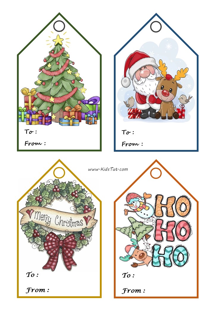 Cute printable Christmas Gift tags for kids - KidsTut