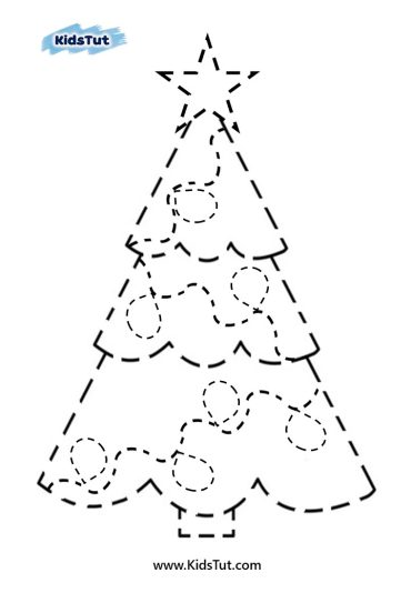 Easy Christmas tree tracing worksheets for kids - KidsTut