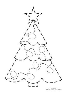 Easy and fun Christmas tree tracing worksheets for kids - KidsTut