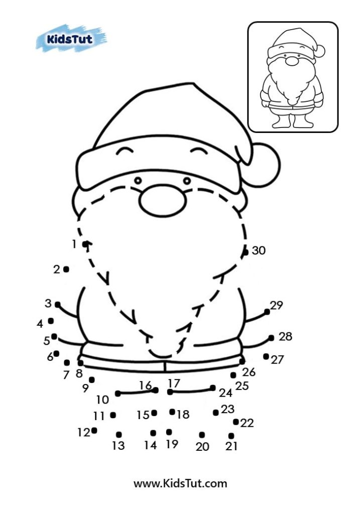 Easy Dot-to-dot Christmas worksheets for kids - KidsTut