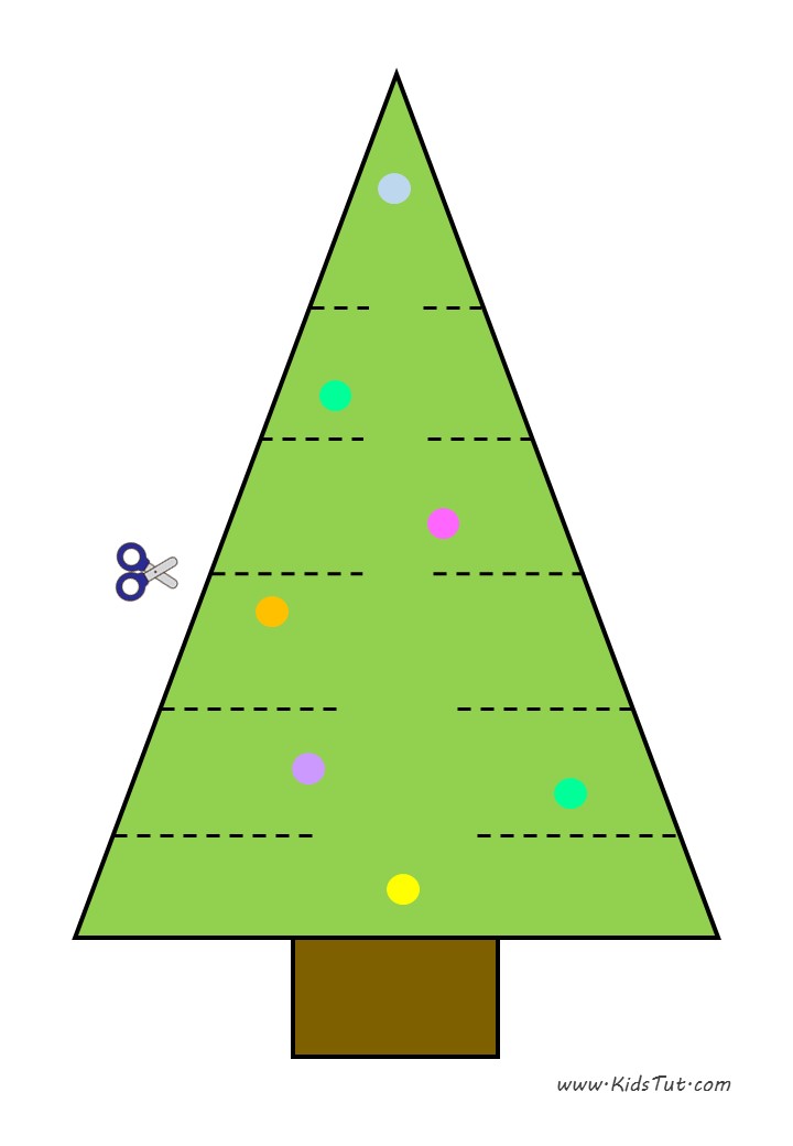 Cutting Practice with Christmas Tree worksheets for kids - KidsTut