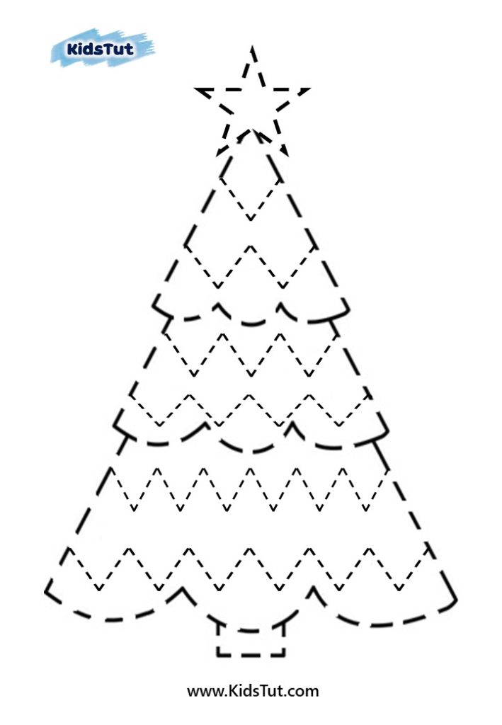 Easy Christmas tree tracing worksheets for kids - KidsTut