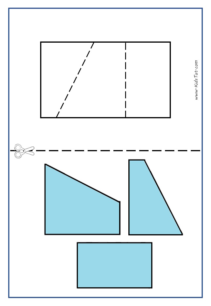 Cut and Paste 2D shapes activity sheets for kids - KidsTut