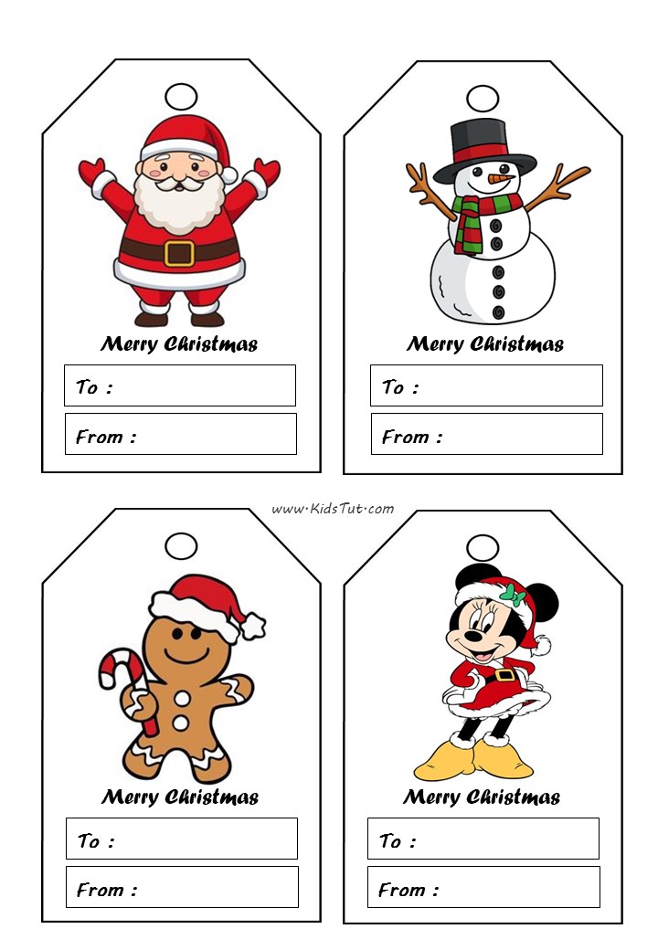 Cute printable Christmas Gift tags for kids - KidsTut