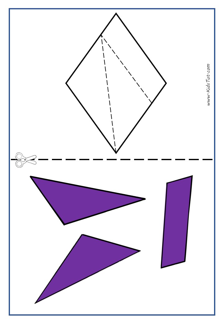 Cut and Paste 2D shapes activity sheets for kids - KidsTut