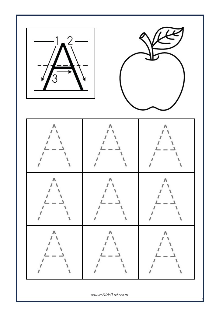 Letter tracing worksheets for kids in uppercase - KidsTut