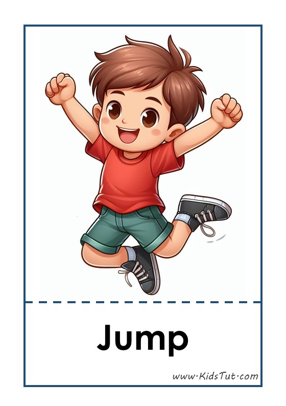 50 Simple Action Verbs cards for kids - KidsTut