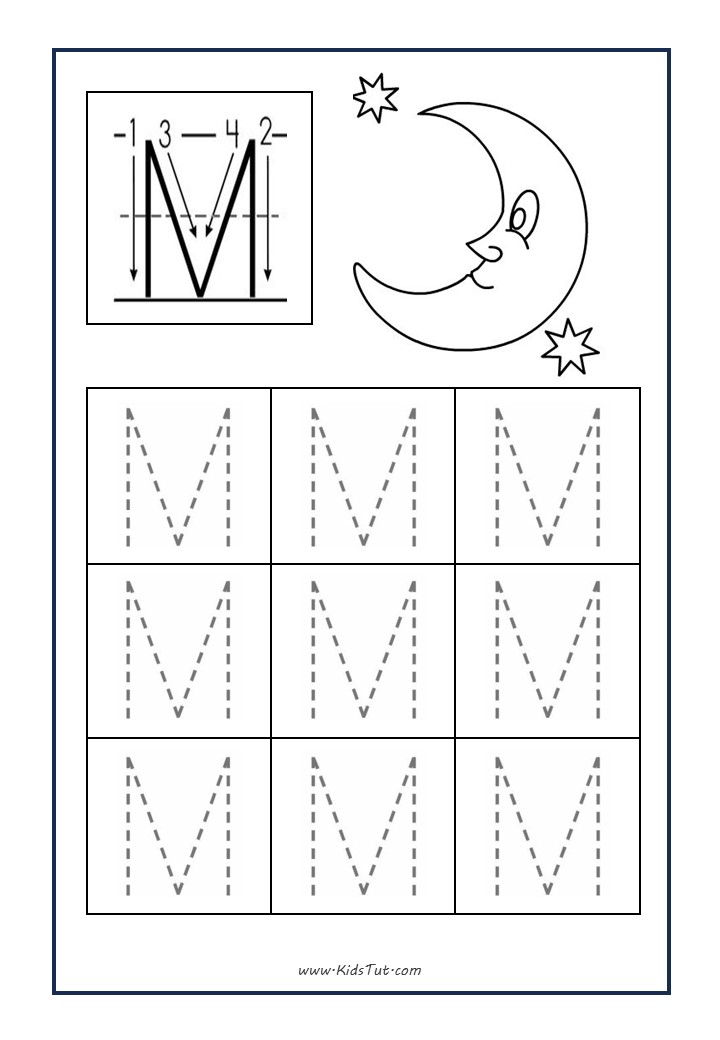 Letter tracing worksheets for kids in uppercase - KidsTut