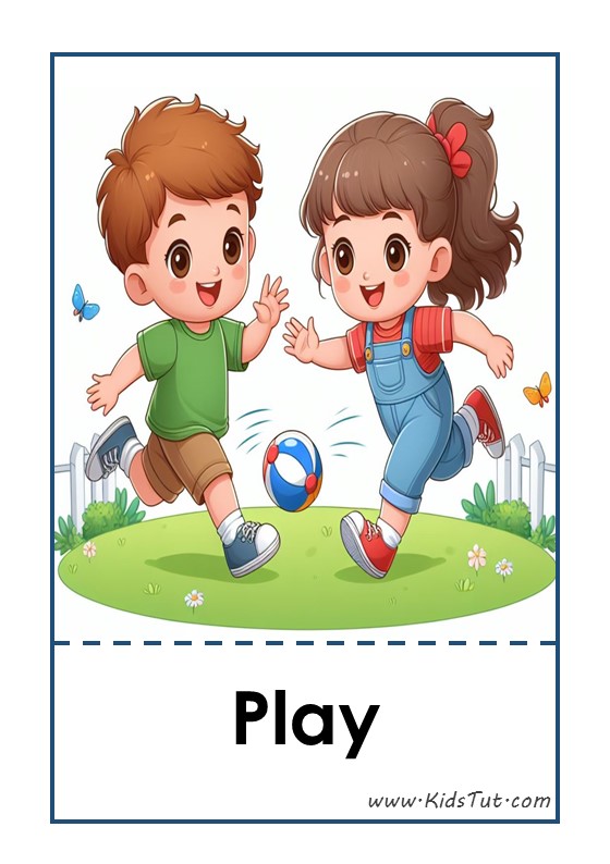 50 Simple Action Verbs cards for kids - KidsTut