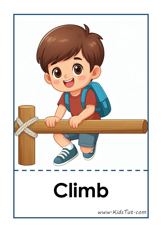 50 Simple Action Verbs cards for kids - KidsTut