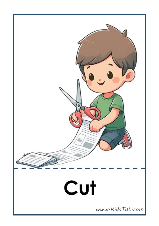 50 Simple Action Verbs cards for kids - KidsTut