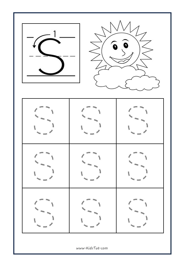 Letter tracing worksheets for kids in uppercase - KidsTut