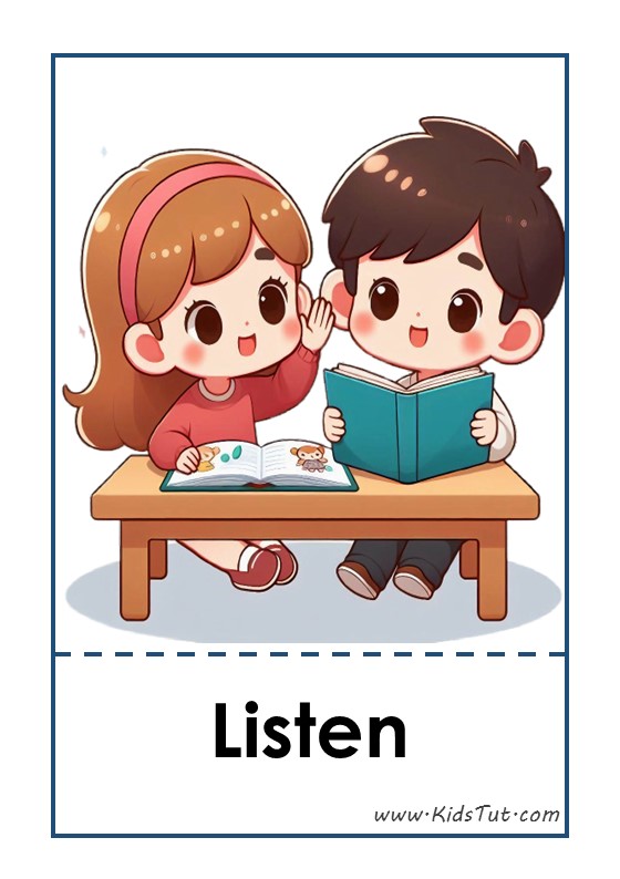 50 Simple Action Verbs cards for kids - KidsTut