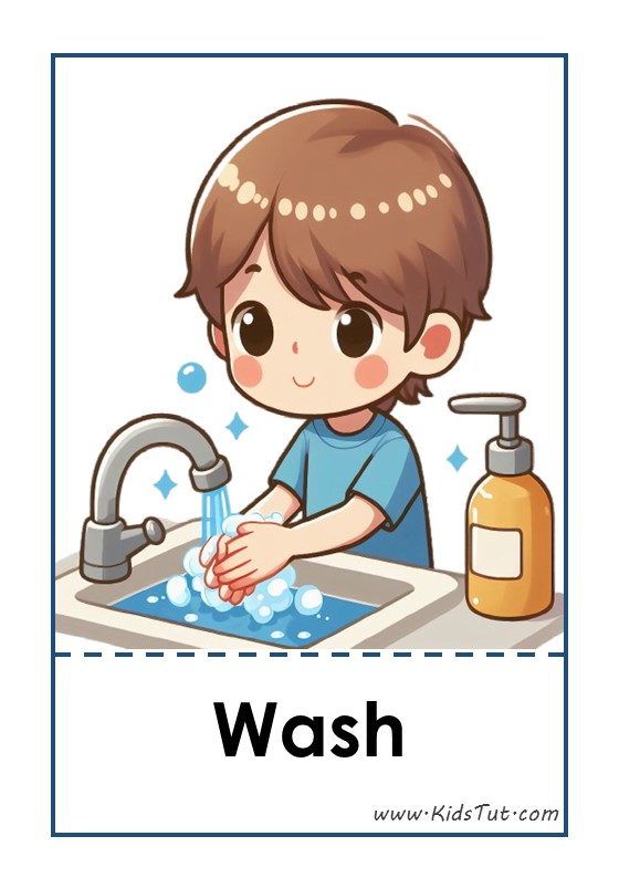 50 Simple Action Verbs cards for kids - KidsTut