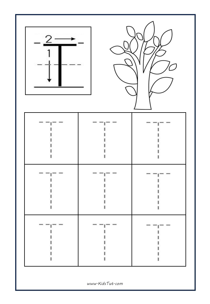 Letter tracing worksheets for kids in uppercase - KidsTut