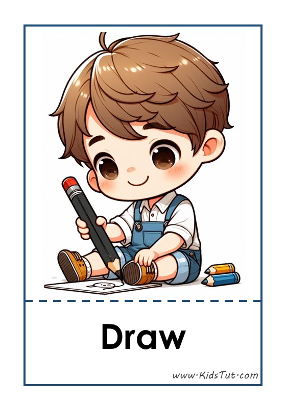 50 Simple Action Verbs cards for kids - KidsTut