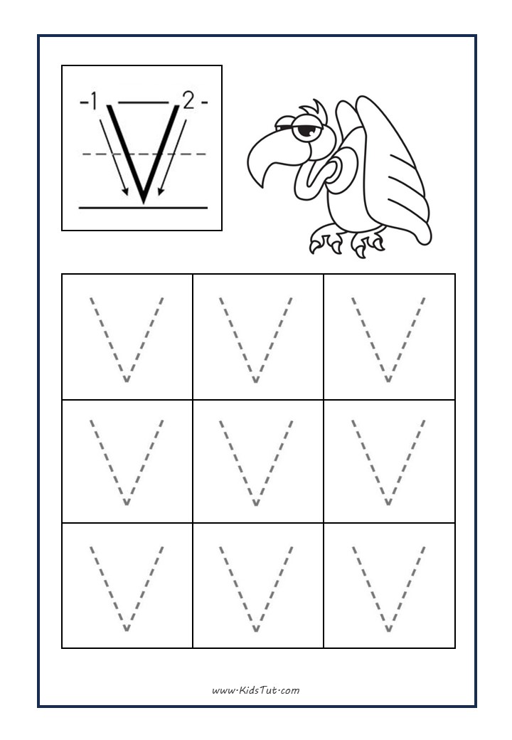 Letter tracing worksheets for kids in uppercase - KidsTut