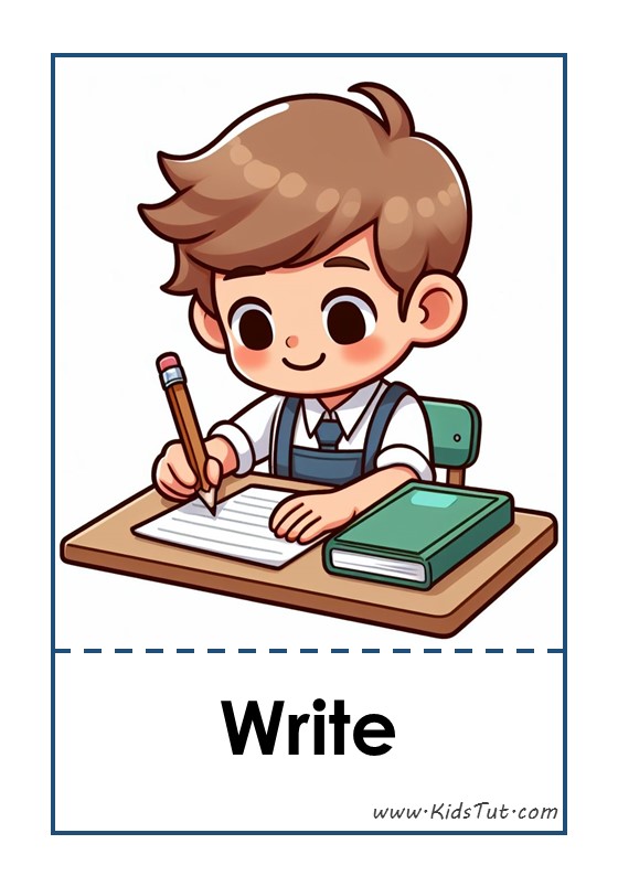 50 Simple Action Verbs cards for kids - KidsTut