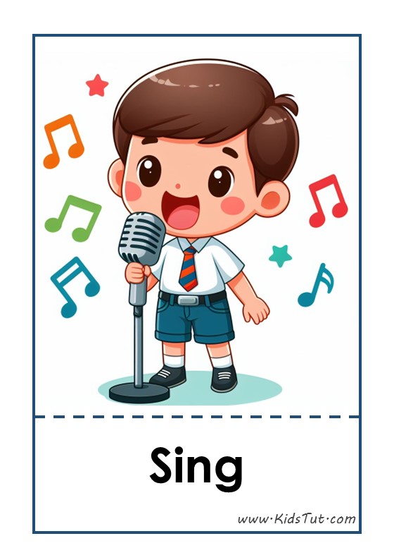 50 Simple Action Verbs cards for kids - KidsTut