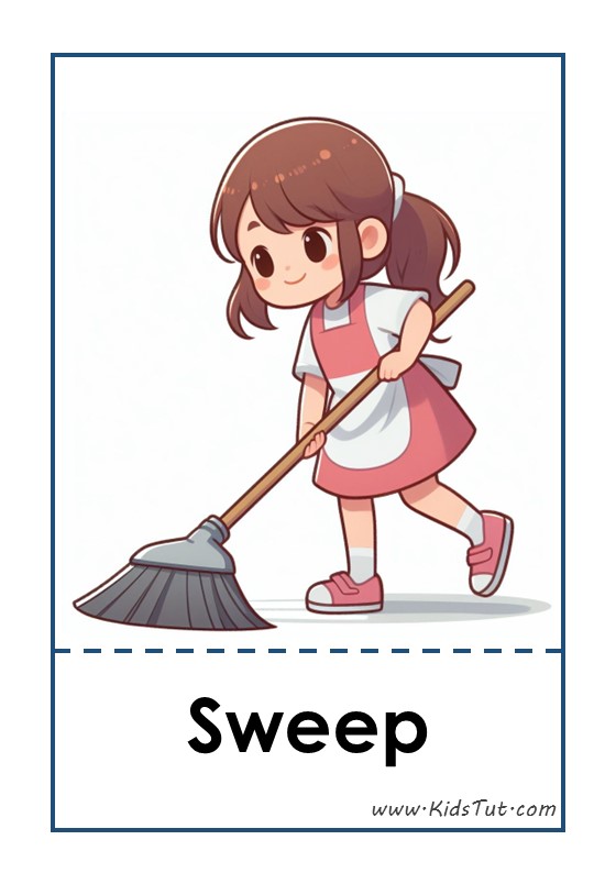 50 Simple Action Verbs cards for kids - KidsTut