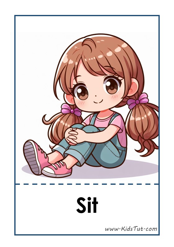 50 Simple Action Verbs cards for kids - KidsTut