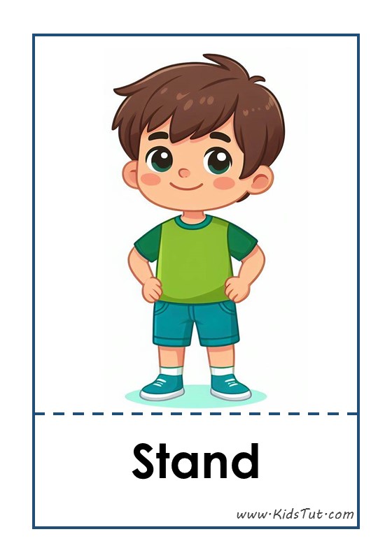 50 Simple Action Verbs cards for kids - KidsTut