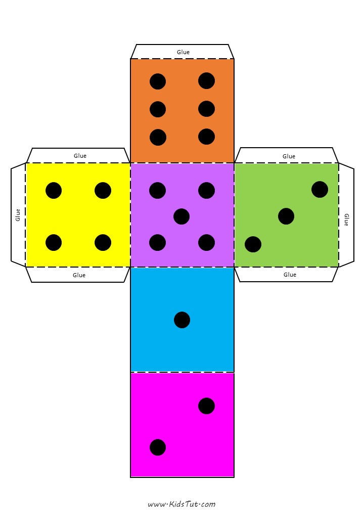 Colorful Printable Paper Dice Templates For Kids - KidsTut