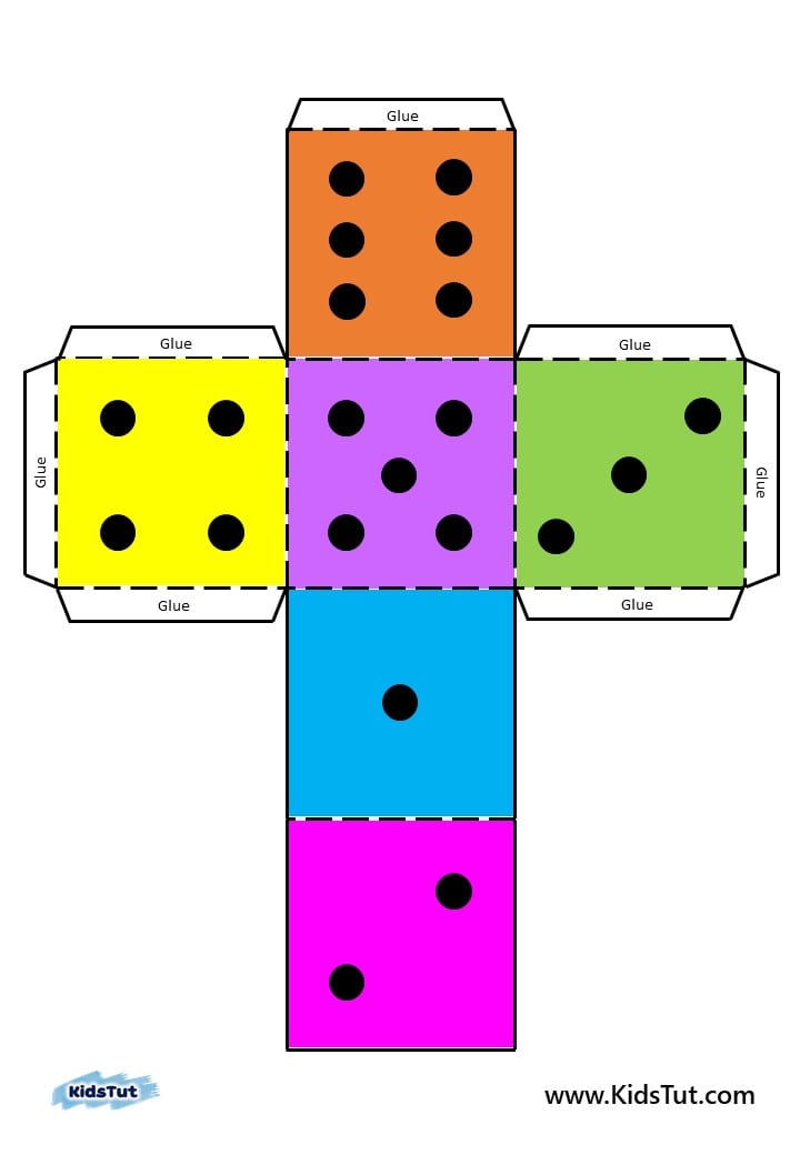 Easy Printable Paper Dice Templates For Kids - KidsTut