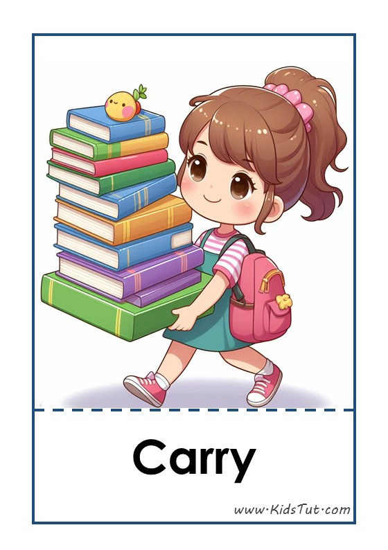 50 Simple Action Verbs cards for kids - KidsTut