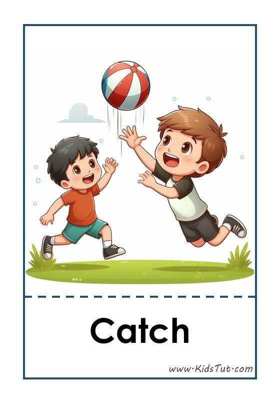 50 Simple Action Verbs cards for kids - KidsTut