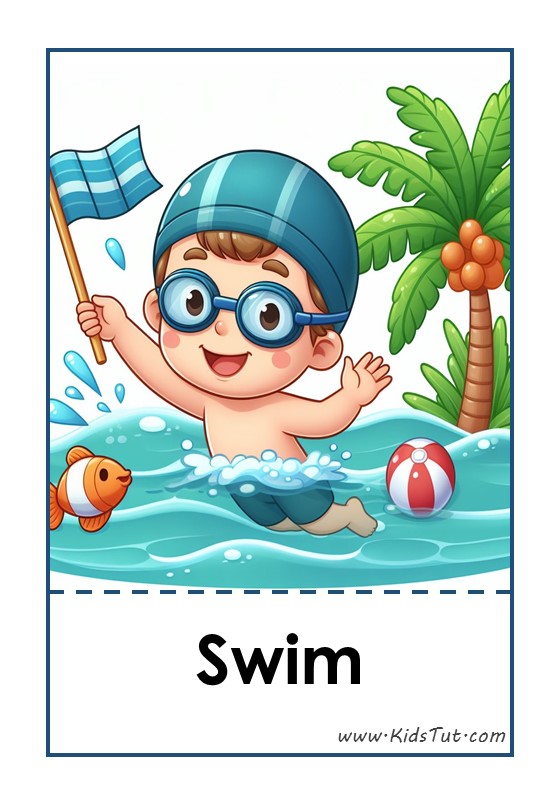 50 Simple Action Verbs cards for kids - KidsTut