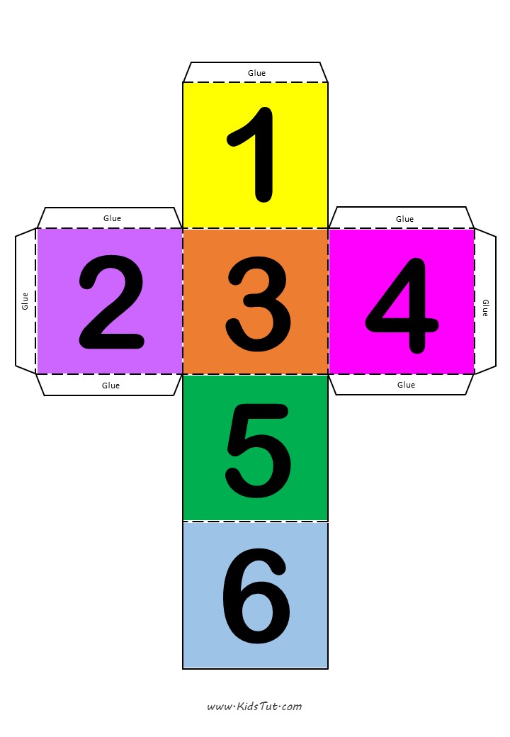 Colorful Printable Paper Dice Templates For Kids - KidsTut