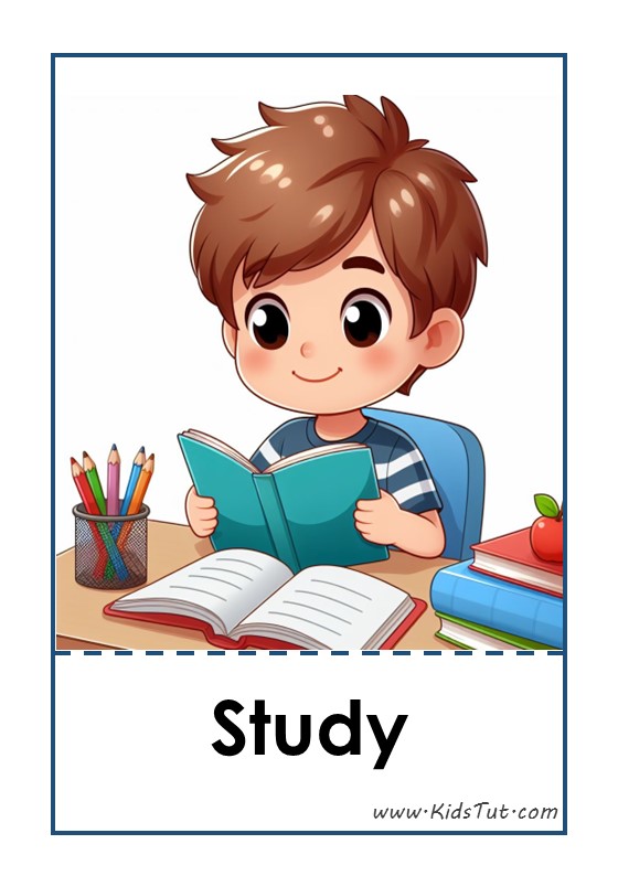 50 Simple Action Verbs cards for kids - KidsTut