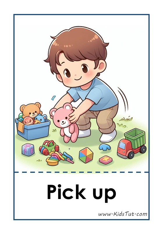 50 Simple Action Verbs cards for kids - KidsTut