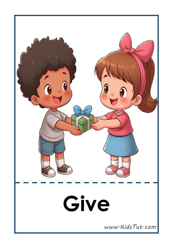 50 Simple Action Verbs cards for kids - KidsTut