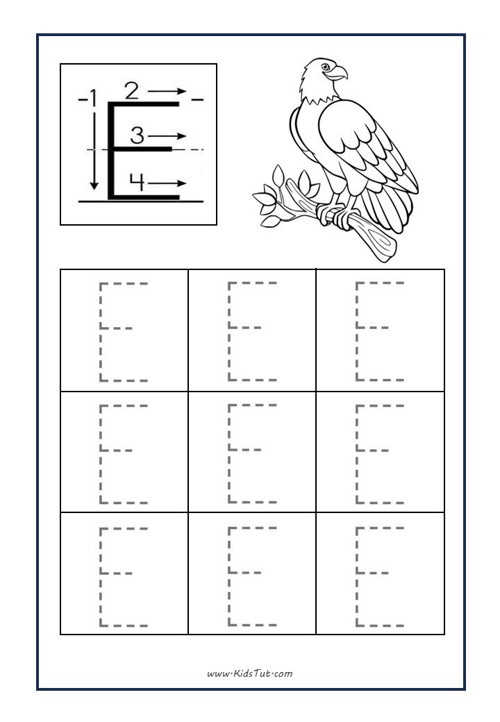 Letter tracing worksheets for kids in uppercase - KidsTut