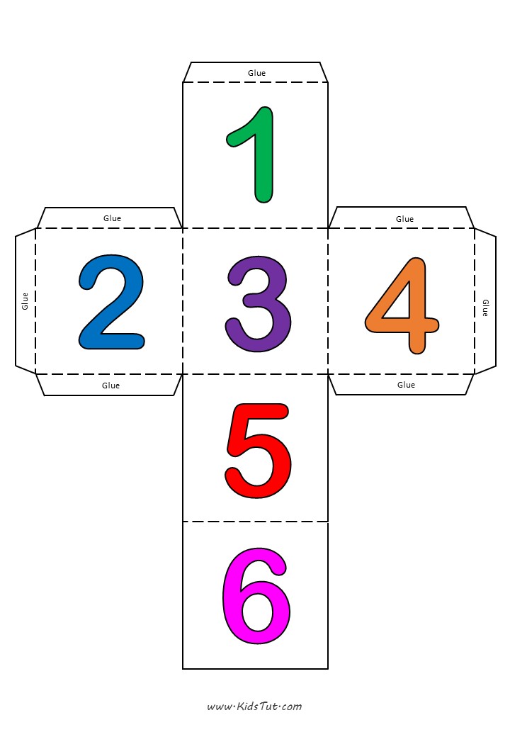 Colorful Printable Paper Dice Templates For Kids - KidsTut