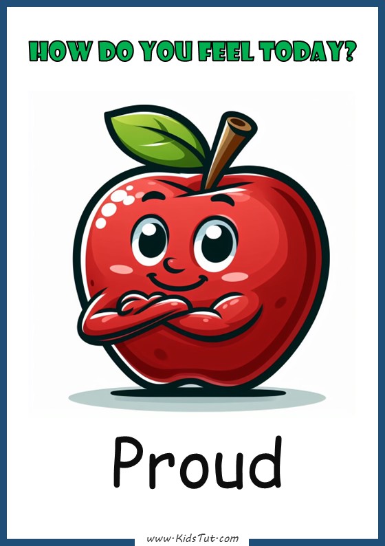 Apple-themed Emotions flashcards for kids - KidsTut