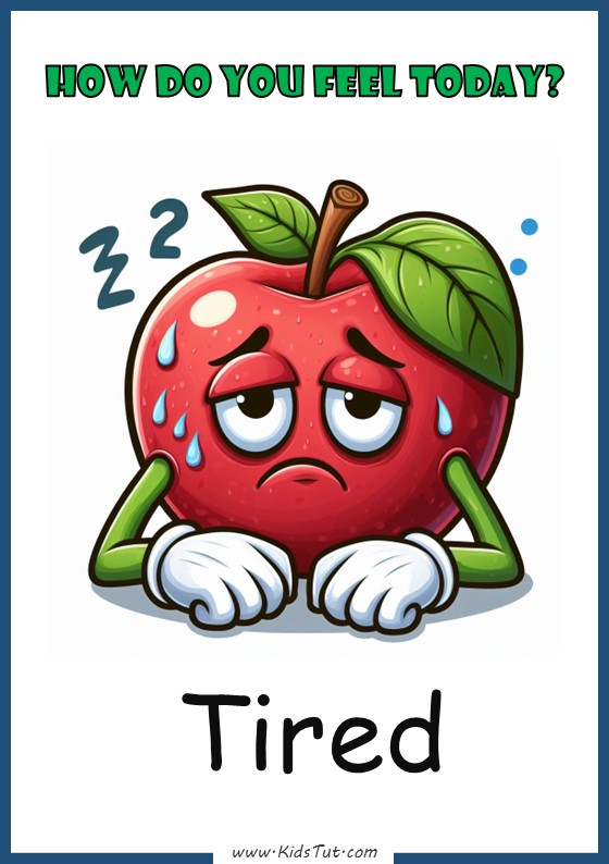 Apple-themed Emotions flashcards for kids - KidsTut