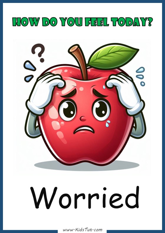 Apple-themed Emotions flashcards for kids - KidsTut
