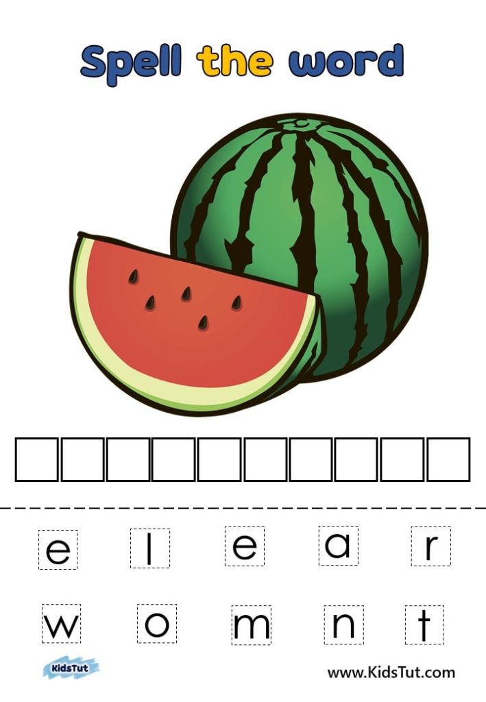 Free Spelling Practice Worksheets With Fruits - KidsTut