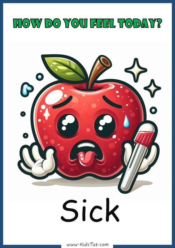 Apple-themed Emotions flashcards for kids - KidsTut