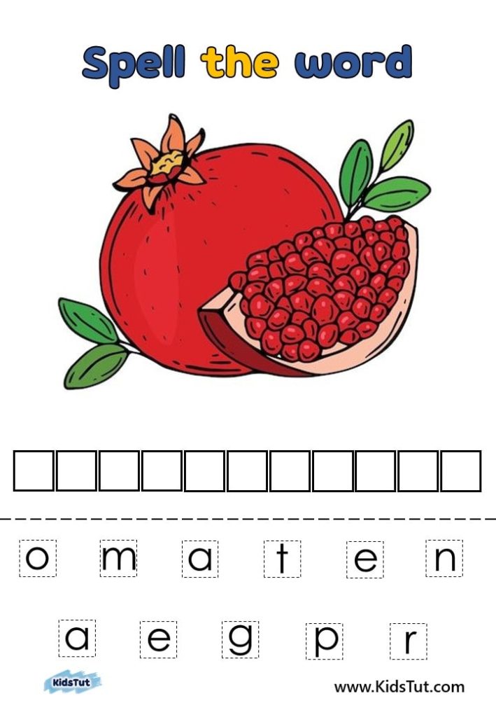 Free Spelling Practice Worksheets With Fruits - KidsTut