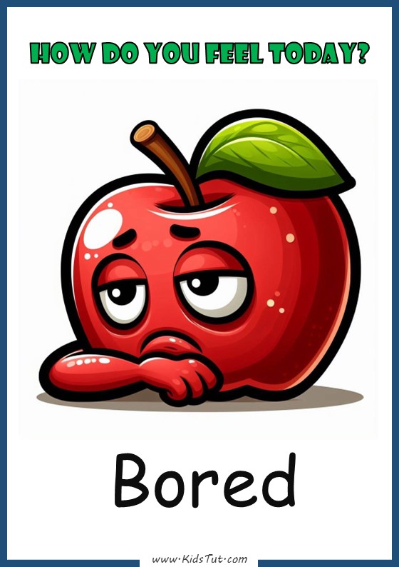 Apple-themed Emotions flashcards for kids - KidsTut