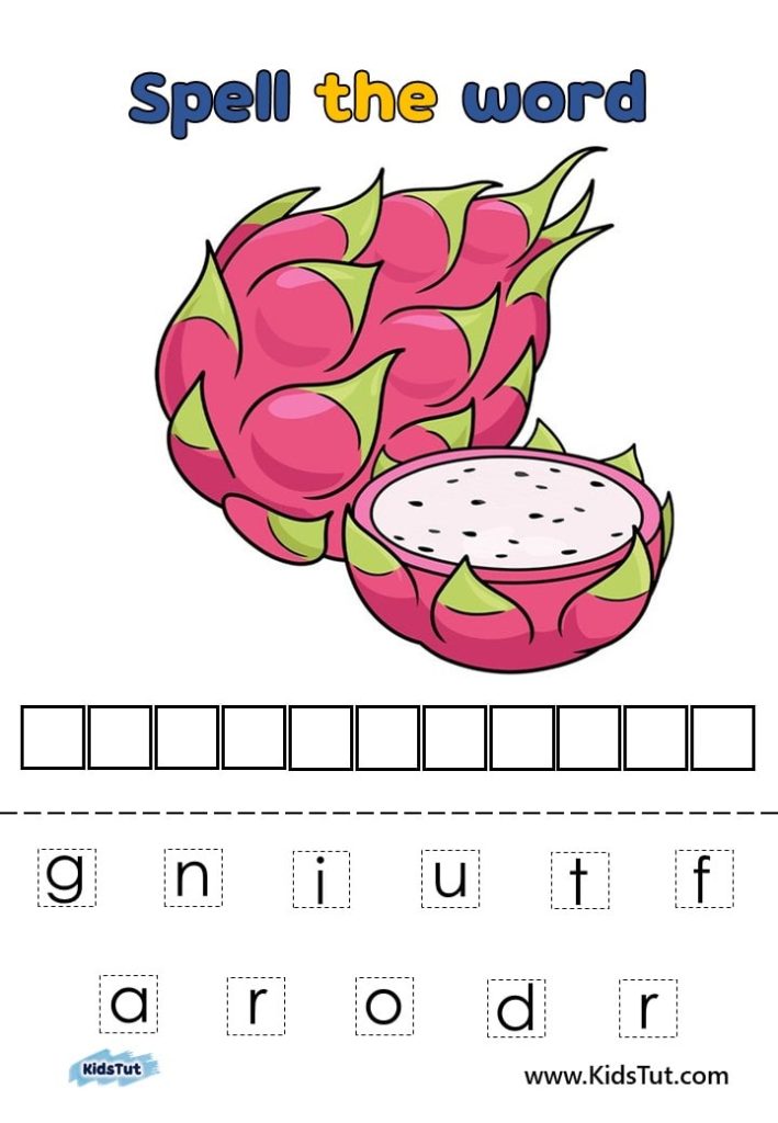Free Spelling Practice Worksheets With Fruits - KidsTut