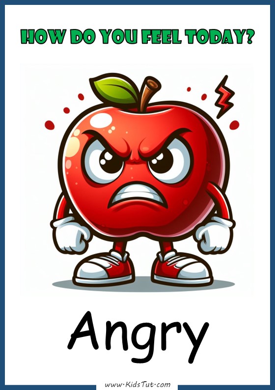 Apple-themed Emotions flashcards for kids - KidsTut
