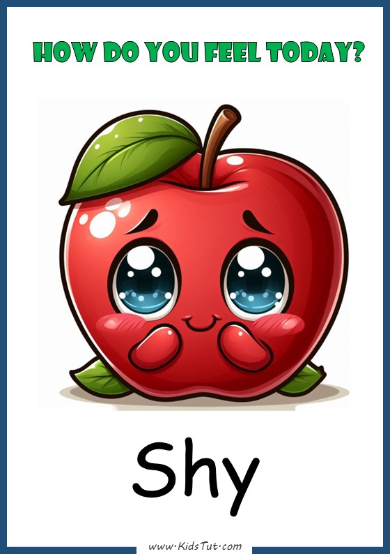 Apple-themed Emotions flashcards for kids - KidsTut