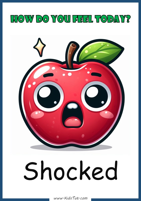 Apple-themed Emotions flashcards for kids - KidsTut